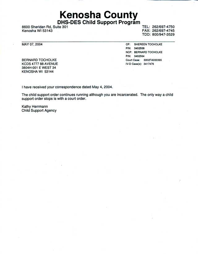 Child Support Letter Free Printable Documents
